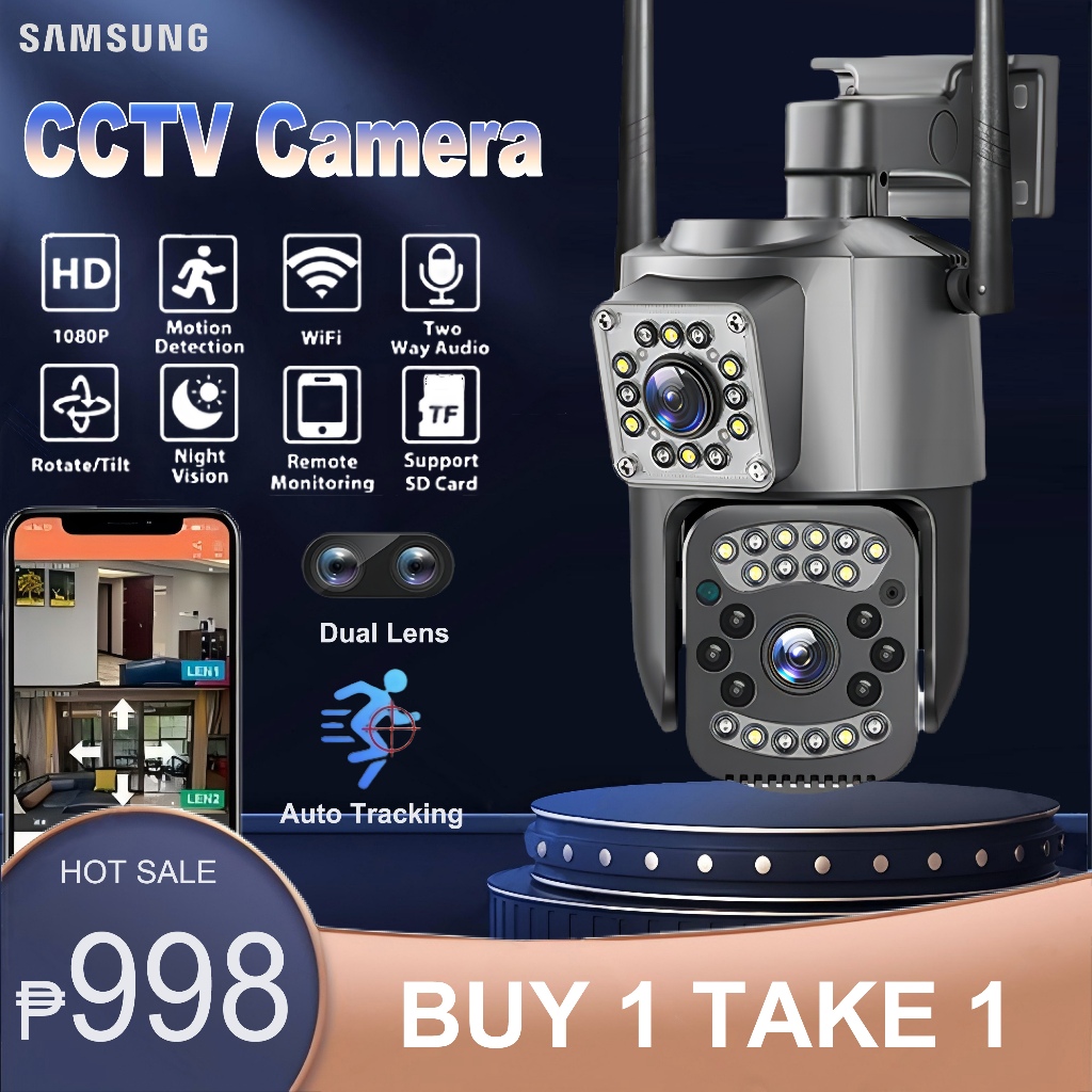 BUY 1 TAKE 1 V380 Pro CCTV Camera Dual Len 360° Panorama 16MP UHD Smart Auto Tracking Night ...