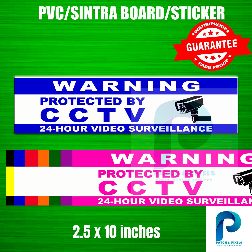 CCTV Warning Sign Sticker (11 x 2.5 inches) Waterproof | Shopee Philippines