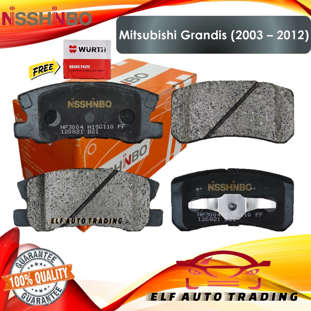Genuine Nisshinbo Rear Brake Pads with SHIMS and CLIPS for Mitsubishi ...