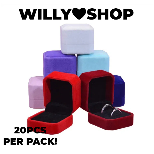 WILLY#Double Rings Box for engagement wedding ring earrings BOX BOX-061(20PCS PER PACK) | Shopee ...