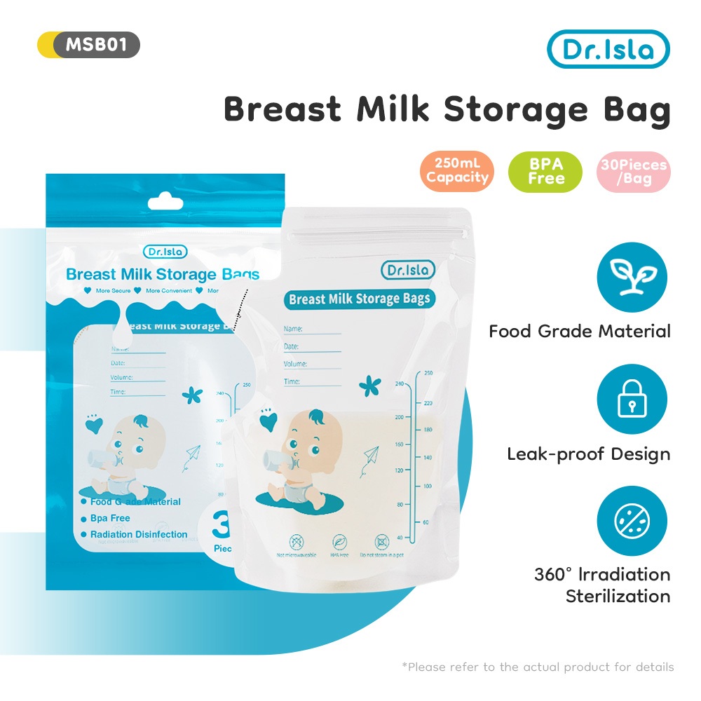 Dr.Isla MSB01 Baby Milk Storage Bag 30 Pcs Bpa 250ml Breastmilk Breast ...