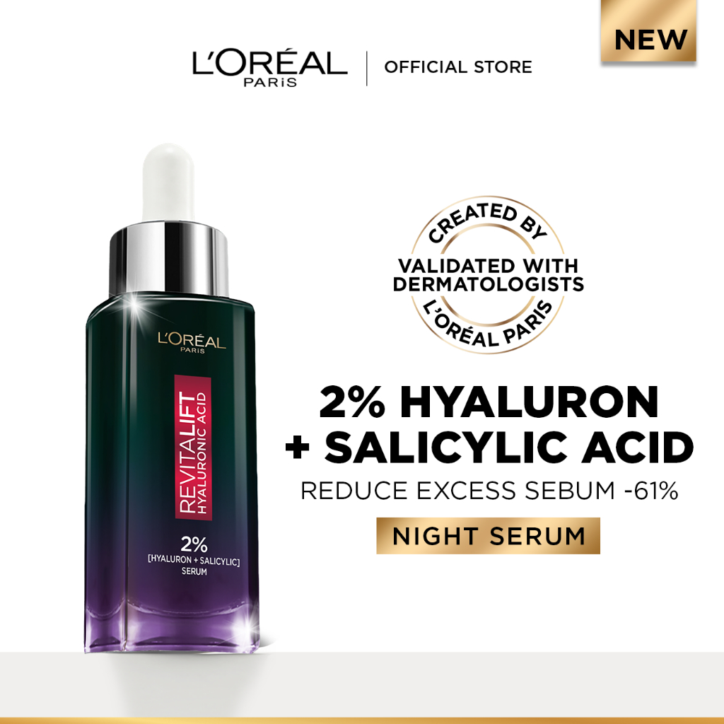NEW LOreal Paris Revitalift Hyaluronic Acid Night Serum, Salicylic Acid 15/30ML | Shopee Philippines