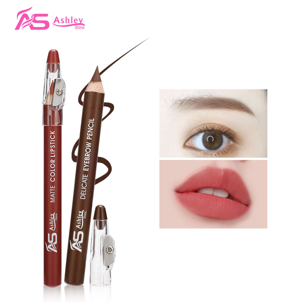 Ashley Shine 2 In 1 Eyebrow Pencil Waterproof and Matte Color Lipstick ...