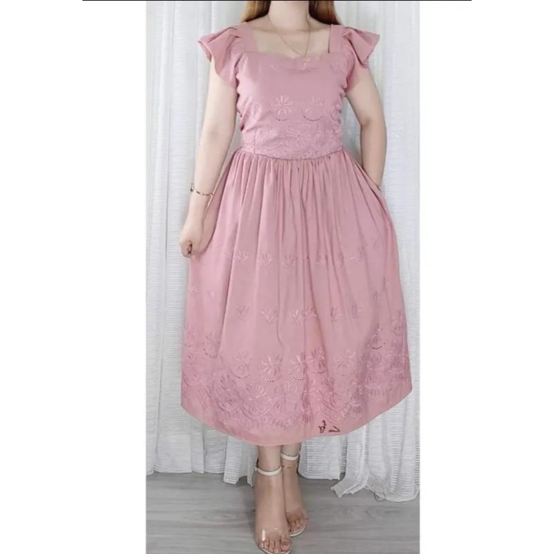 Zenya Elegant dress Bangkok cotton Senepa eyelet | Shopee Philippines