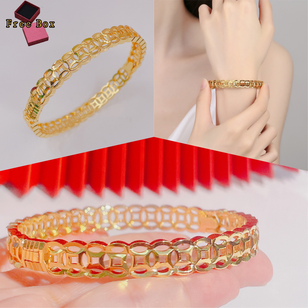 [BY]Fashion Stainless Steel Money Bangle Coin Bangle Luck Charm Bangle ...