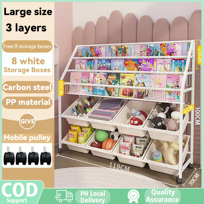 Kids Toy Storage Rack School Children's Bookshelf Multi Purpose BookCase Storage Rack Rack ...