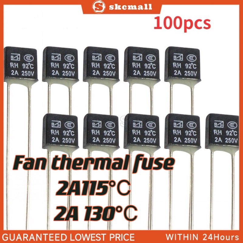 100Pcs/Set Fan Motor Thermal Fuse RH115/RH130 2A Black Square Temperature Switch | Shopee ...