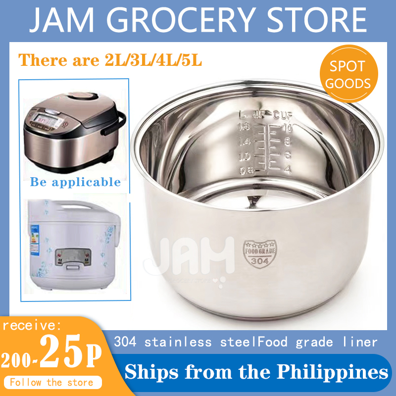 304 Stainless 3L4L5L Food Grade 304 Stainless Steel Rice Cooker Liner Three-Layer /J092 | Shopee ...
