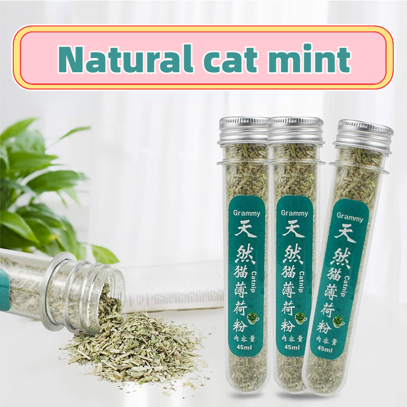 Pet Test Tube Packed Catnip Powder Dry Leaf Cat Mint Sugar Enhancing ...