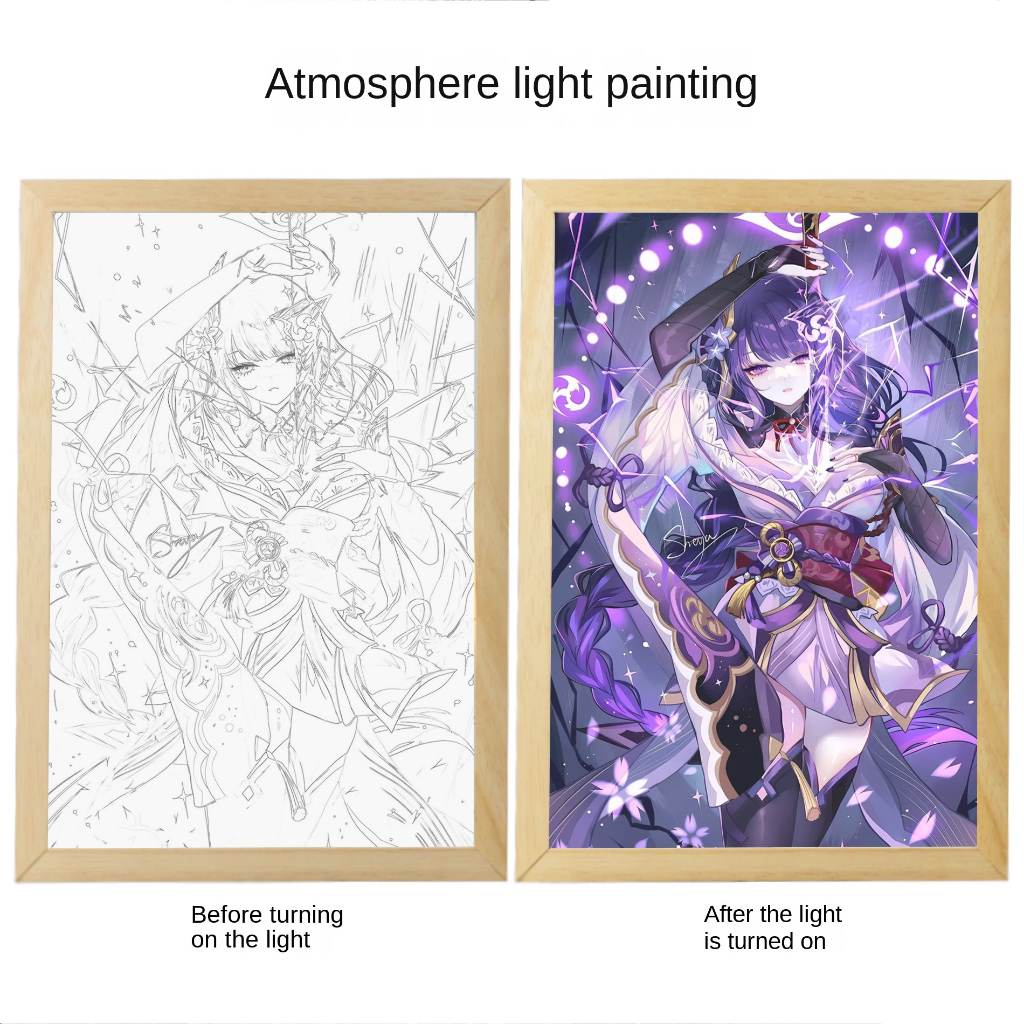 Genshin Impact Barbatos Zhongli Raiden Shogun light art painting ...