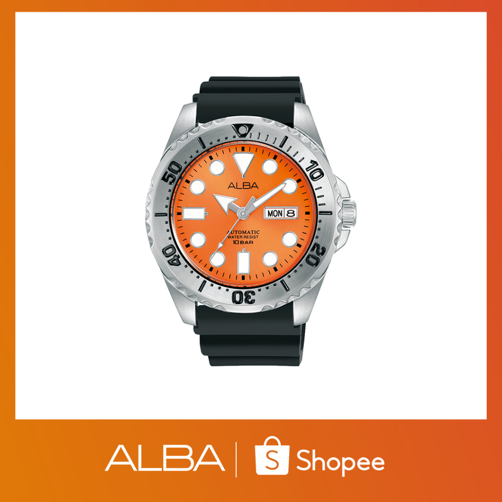 ALBA Philippines AL4497X1 Orange Dial Black Silicone Strap Men's ...