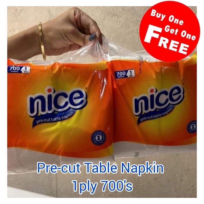 Buy 1 Get 1 Nice Pre-cut Table Napkin 1Ply 700's times 2 | Shopee ...