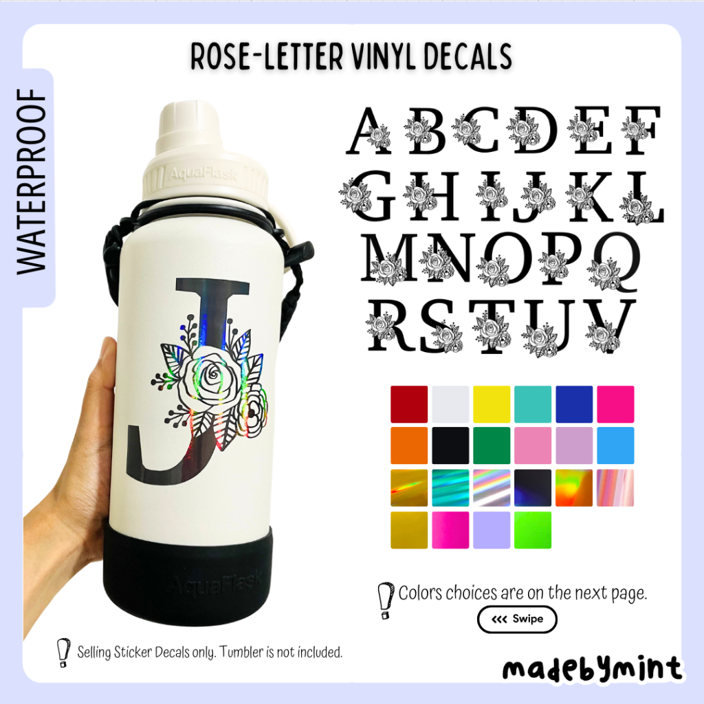 Monogram Aquaflask Decal | Vinyl Decal Sticker | Aquaflask Hydroflask ...