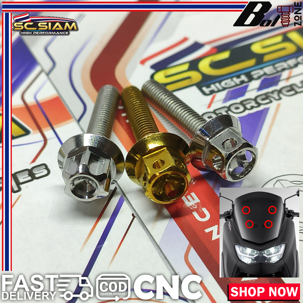 SC SIAM STAINLESS CNC 5X25 MM VISOR BOLT NMAX / AEROX / PCX / ADV ...
