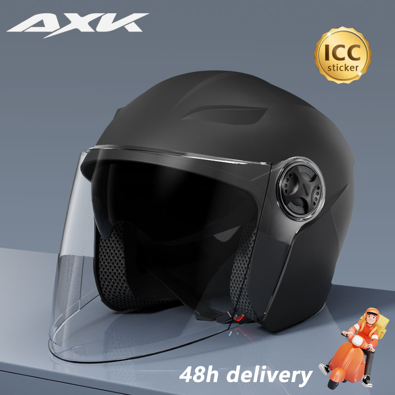 AXK Open Face Motorcycle Helmet Double Sun Mirror Helmet for Motorcycle ...
