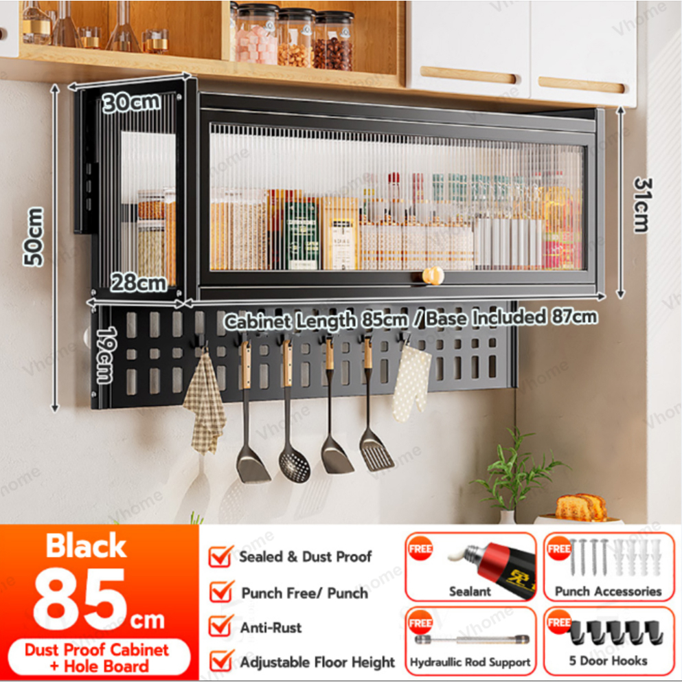 Vhome Hanging Kitchen Cabinet Wall Mounted Storage Cabinet Spice Rack Shelf With Pegboard ...