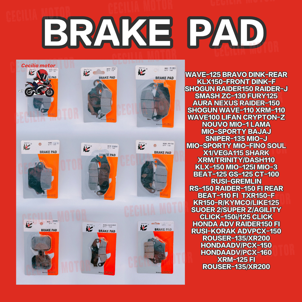 Motorcycle brake pad MIO NMAX BAJAJ XRM WAVE110 MIO125I PCX150 CLICK ...