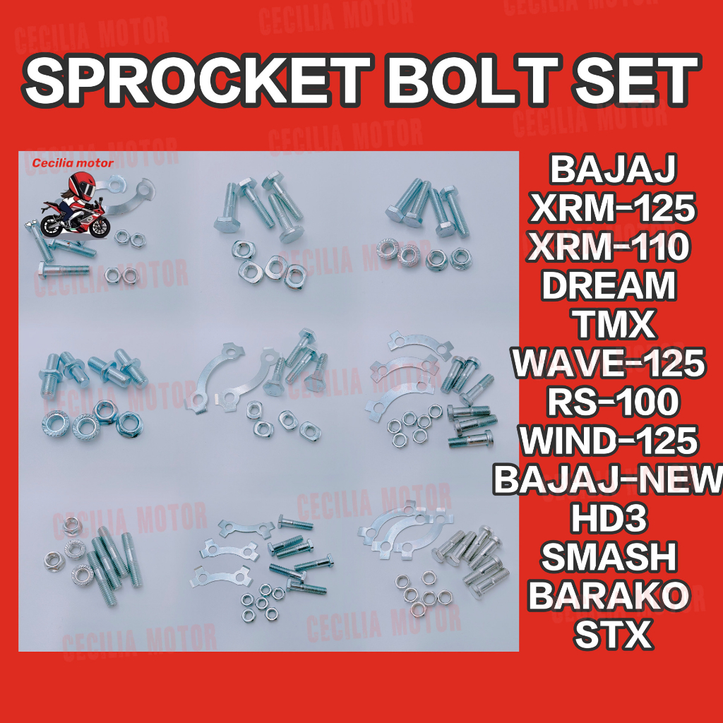 MOTORCYCLE PARTS SPROCKET BOLT SET FOR XRM110/125/TMX/BAJAJ/DREAM/WAVE ...