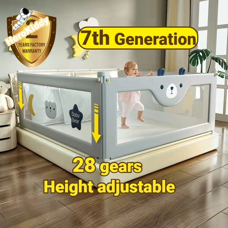 【7th Gen】Bed Rails For Baby Anti-fall Baby Bed Fence Height Adjustable ...