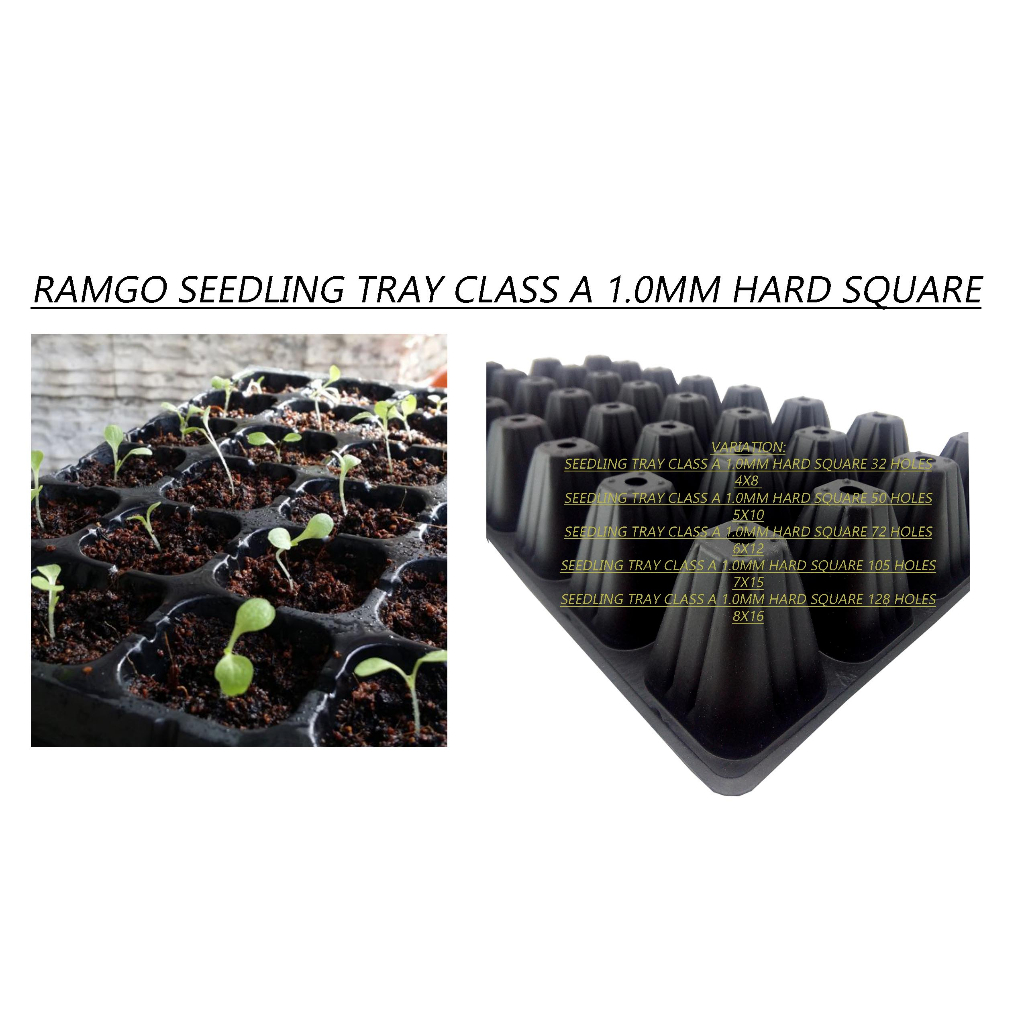 Ramgo Seedling Tray Class A 1.0mm Hard Square (32,50,72,105,128 holes ...