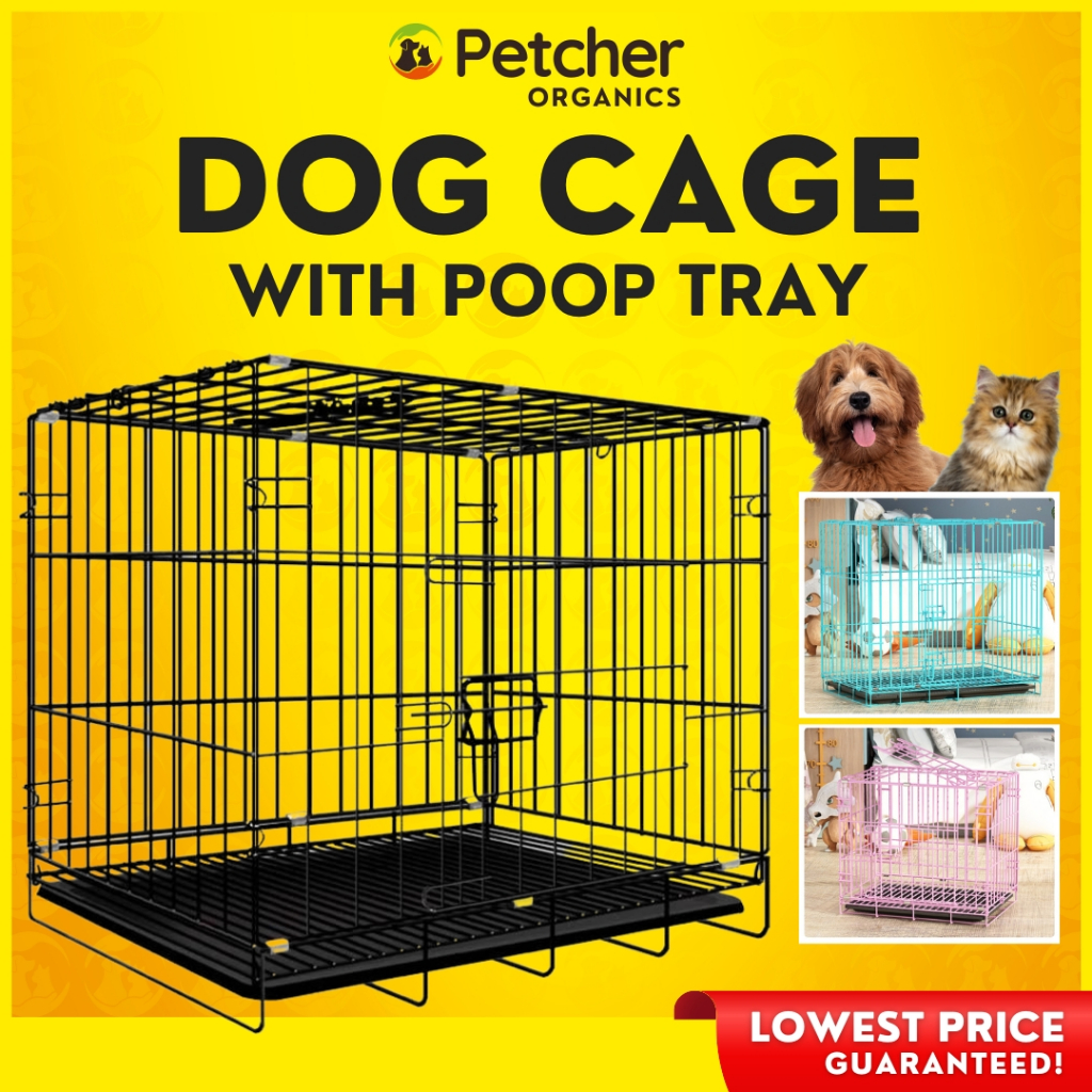 Petcher Collapsible Dog Cage FREE Poop Tray Stainless Wire Dog Cat ...
