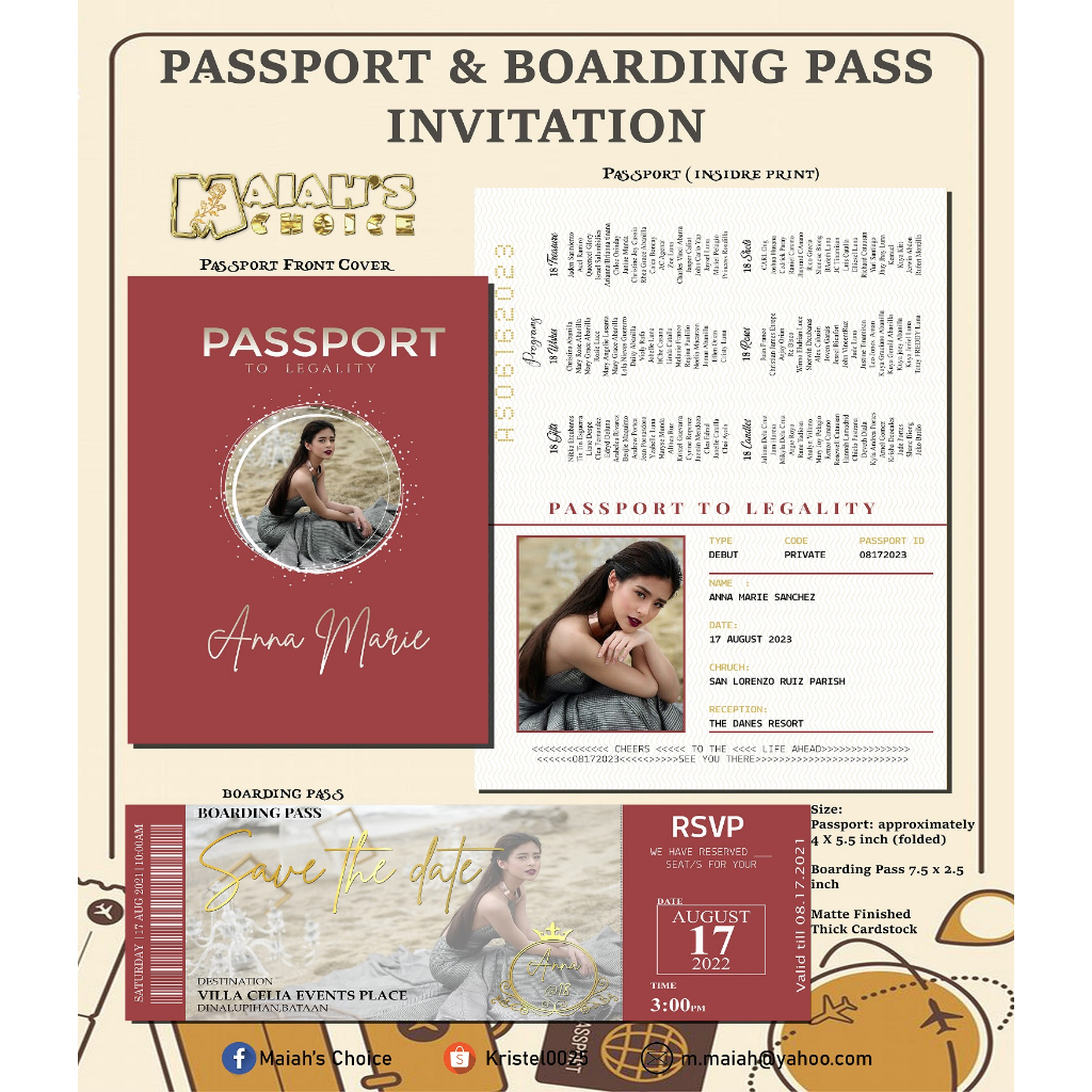 MC MATTE PASSPORT | PASSBOOK | BOOKLET AND BOARDING PASS INVITATION ...