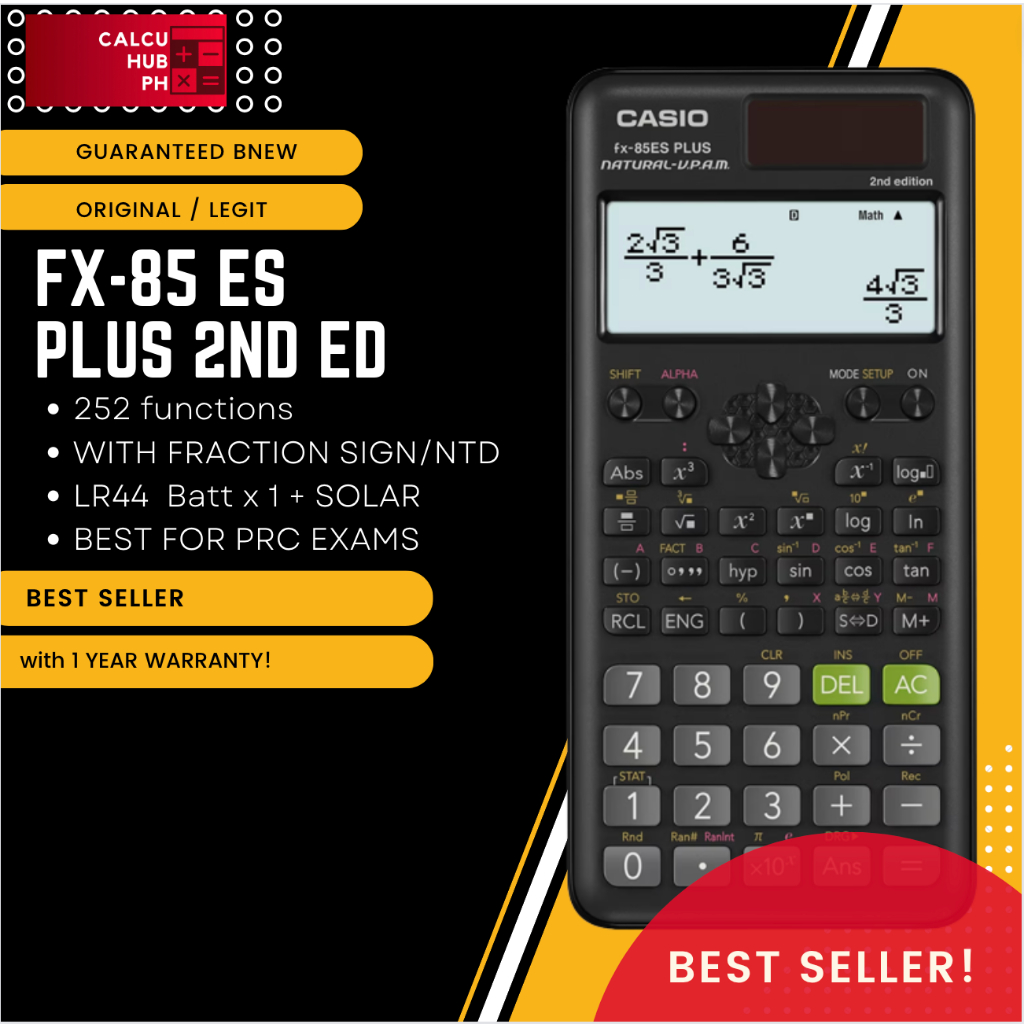 CASIO FX85ES PLUS 2ND EDITION SCIENTIFIC CALCULATOR ORIGINAL WITH 1 YR ...
