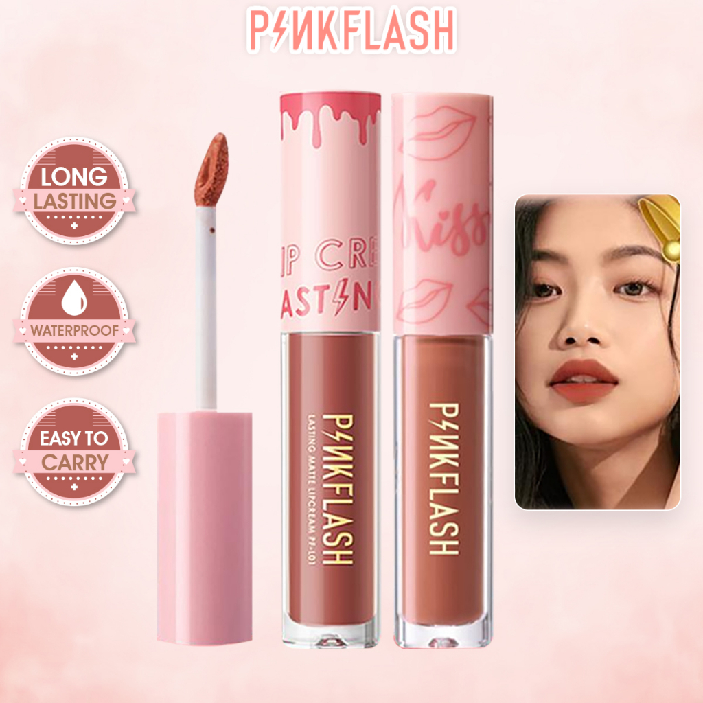 PINKFLASH OhMyKiss Long Lasting Lip Tint Soft Matte Liquid Lipstick Waterproof VE Moisturizing ...
