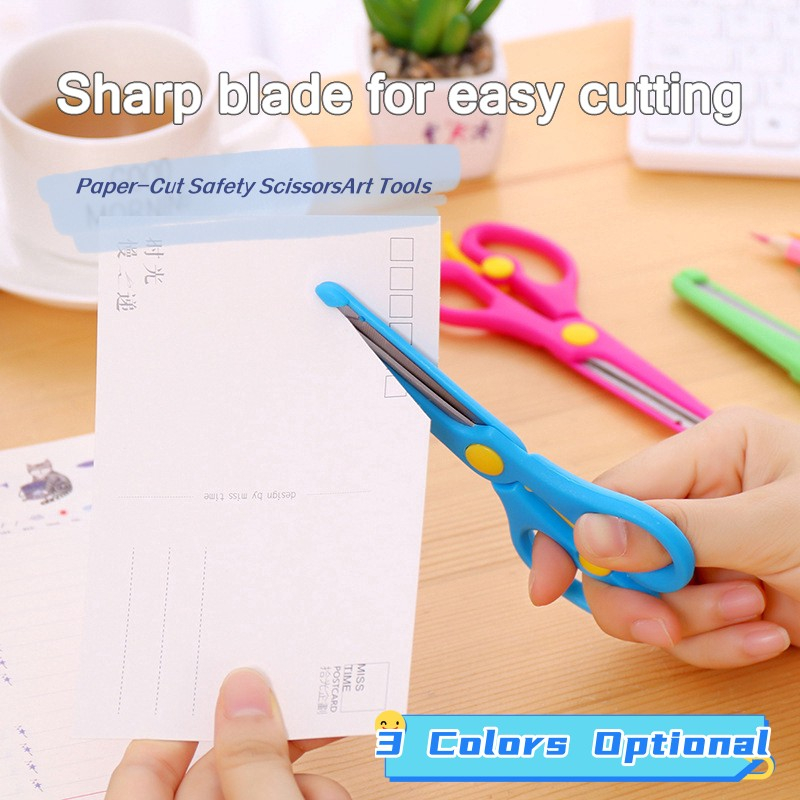 Children DIY Paper-Cut Safety Scissors Handmade Round Head Scissors ...