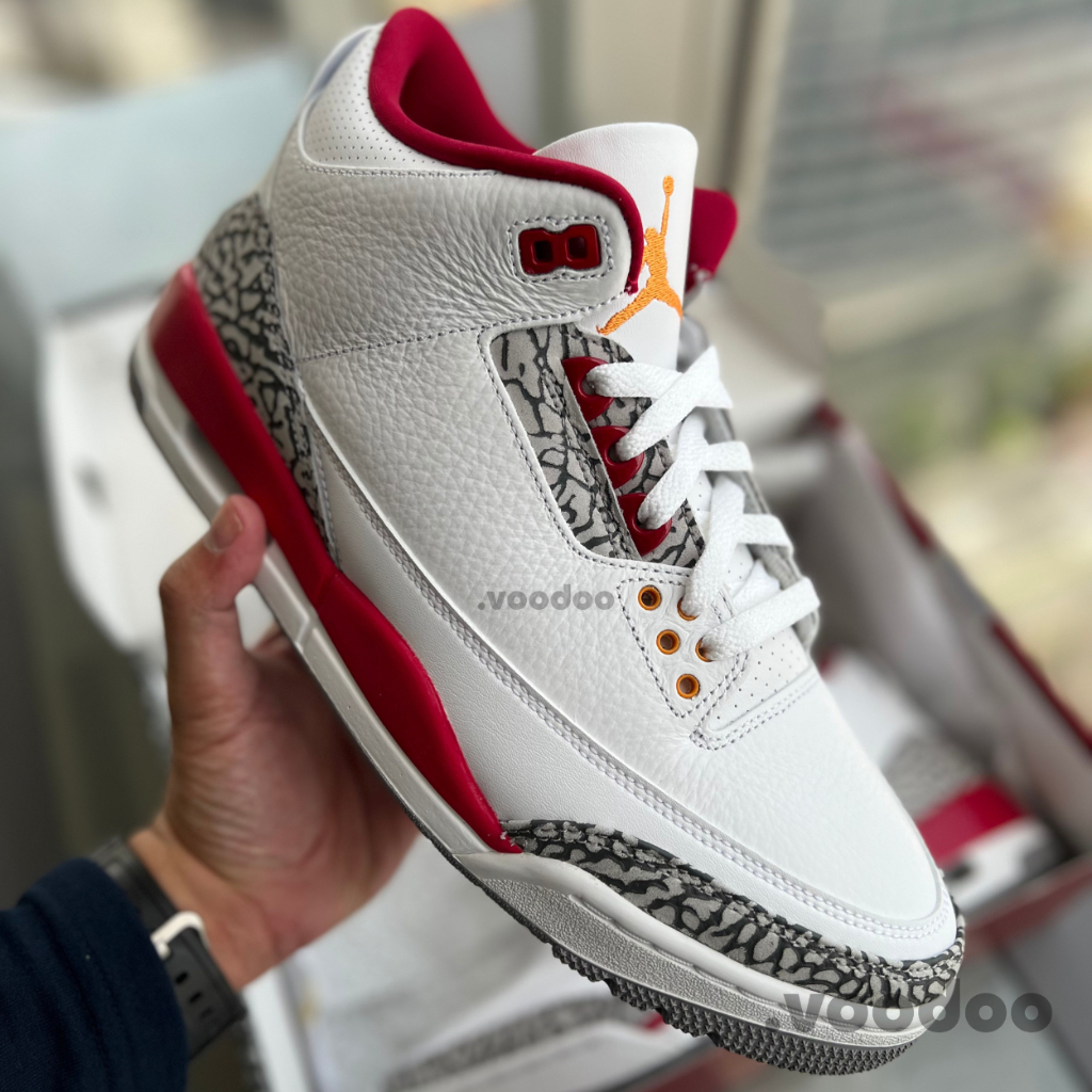 Air Jordan 3 Retro Shoes | White / Cardinal Red | Shopee Philippines