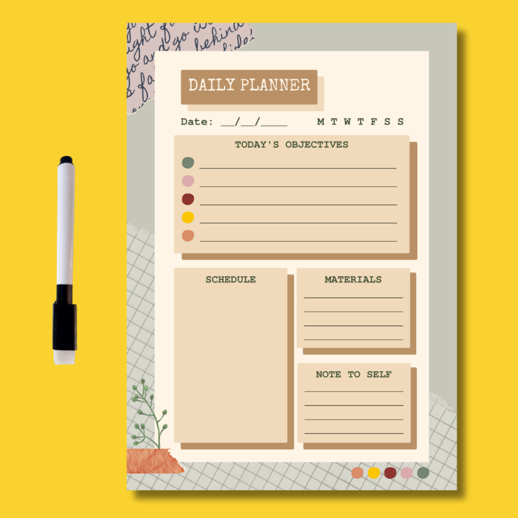 Daily Planner Board Schedule Magnetic Organizer Chart Ref Laminated A4 ...