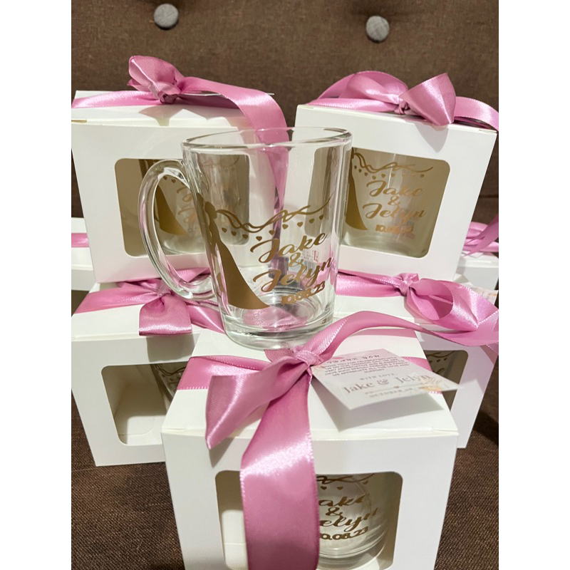 PERSONALIZED CLEAR Glass MUG WITH BOX AND COMPLETE SET Clear glass mug ...