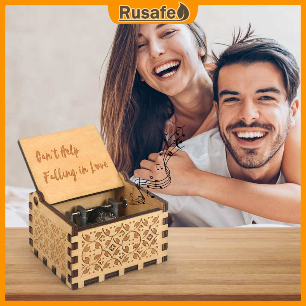 Vintage Exquisite Wooden Hand Cranked Music Box Can't Help Falling in ...