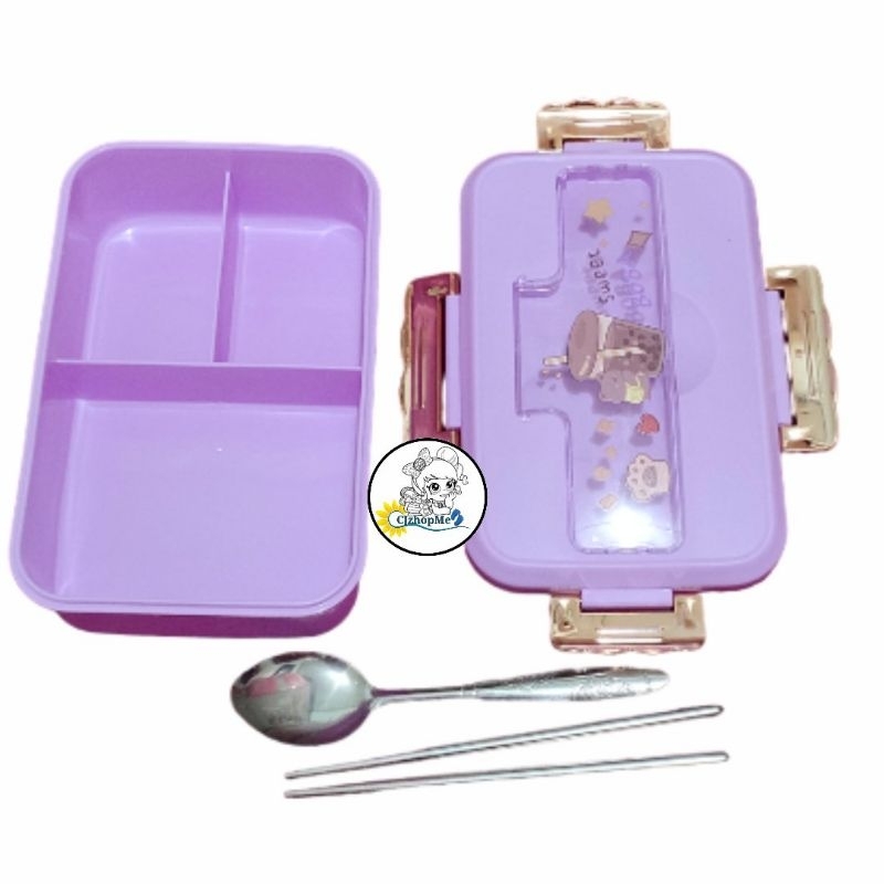 Bento box Lunch box with compartment and Utensils Baunan | Shopee ...