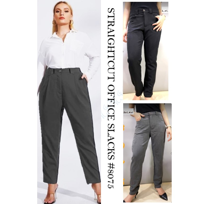 (M-4XL) Plussize Highwaist Straightcut Slacks Garterized Back Office ...