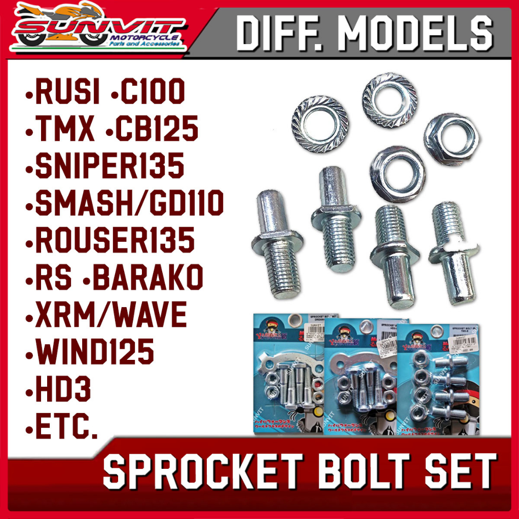 MOTORCYCLE SPROCKET BOLT SET RUSI ROUSER135 XRM RS100 TMX BARAKO CB125 ...