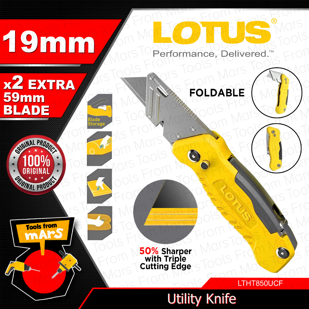 Lotus Foldable Utility Knife 19MM Handy Cutter Retractable Razor ...