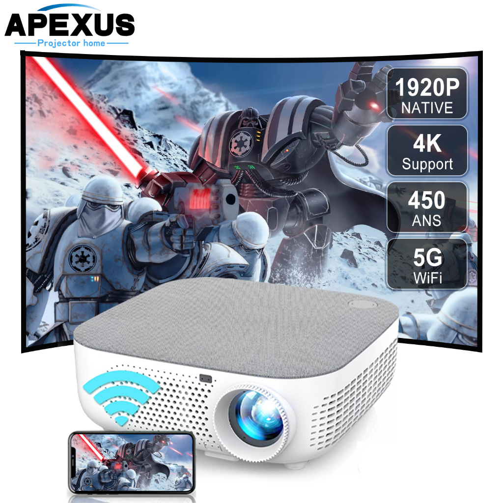 APEXUS G1 Native 1920P Full HD 4K Android 9.0 Projector Portable Beamer ...