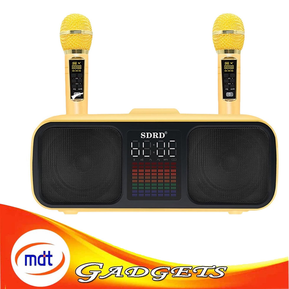 SDRD SD-306 Plus Wireless Bluetooth Dual Microphone Karaoke Portable 3D Stereo Speaker mic ...