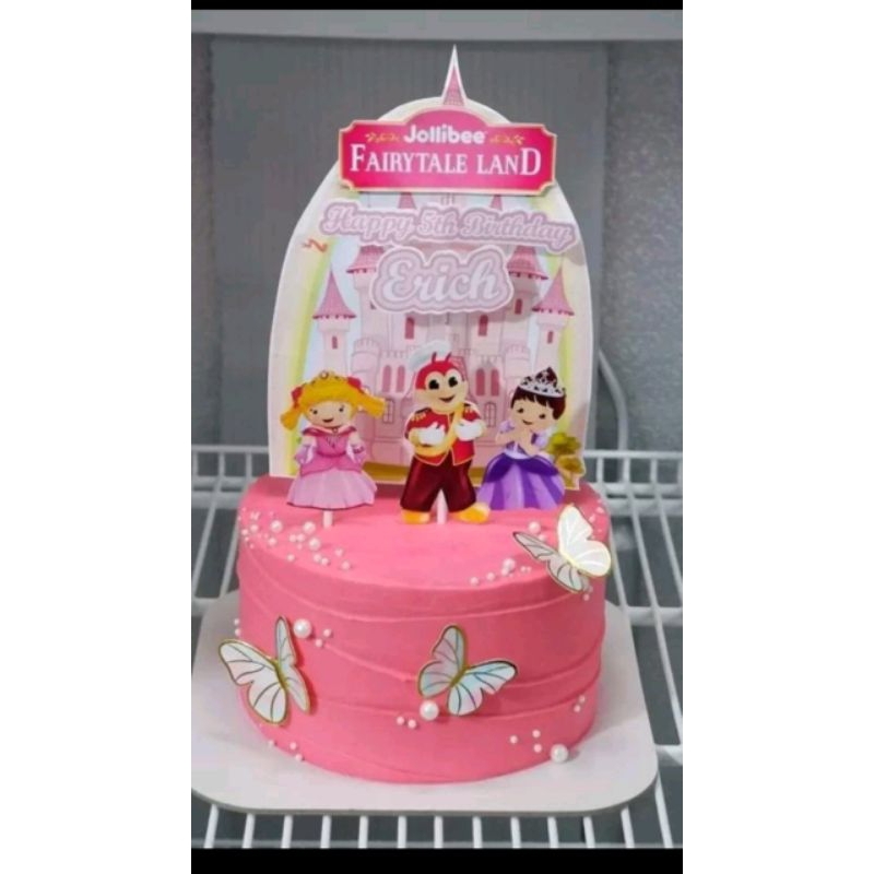 customized photo Printed cake and cupcakes toppers fairyland pink ...