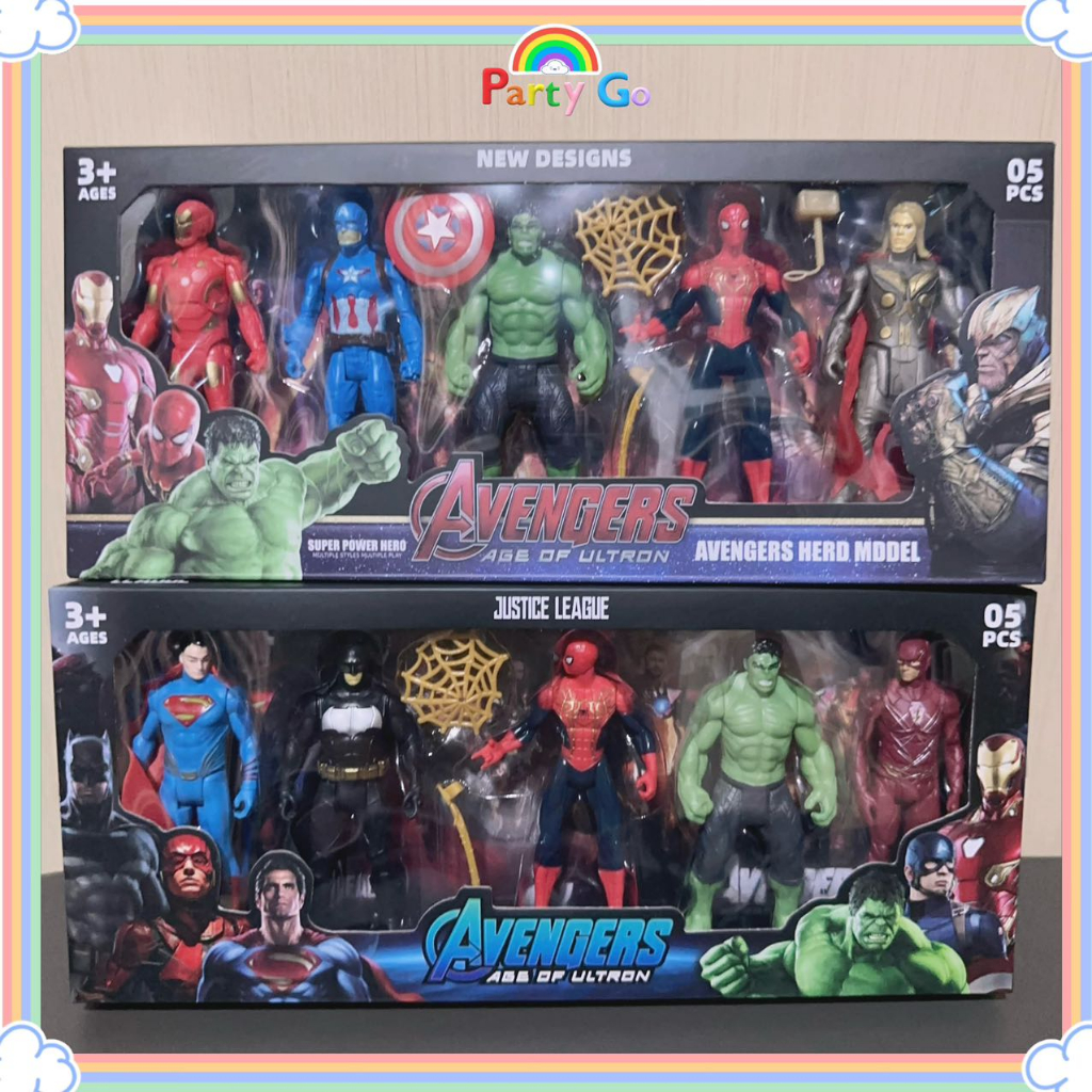 Avengers set of 5pcs/box Spiderman Captain America Hulk TOYS | Shopee ...