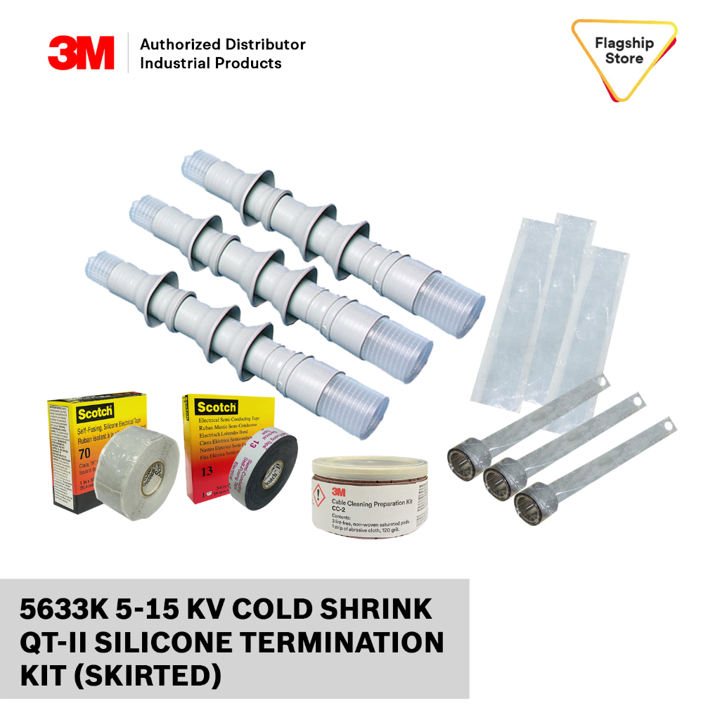 3M 5633K 5-15 KV COLD SHRINK QT-II SILICON TERMINATION KIT (SKIRTED ...