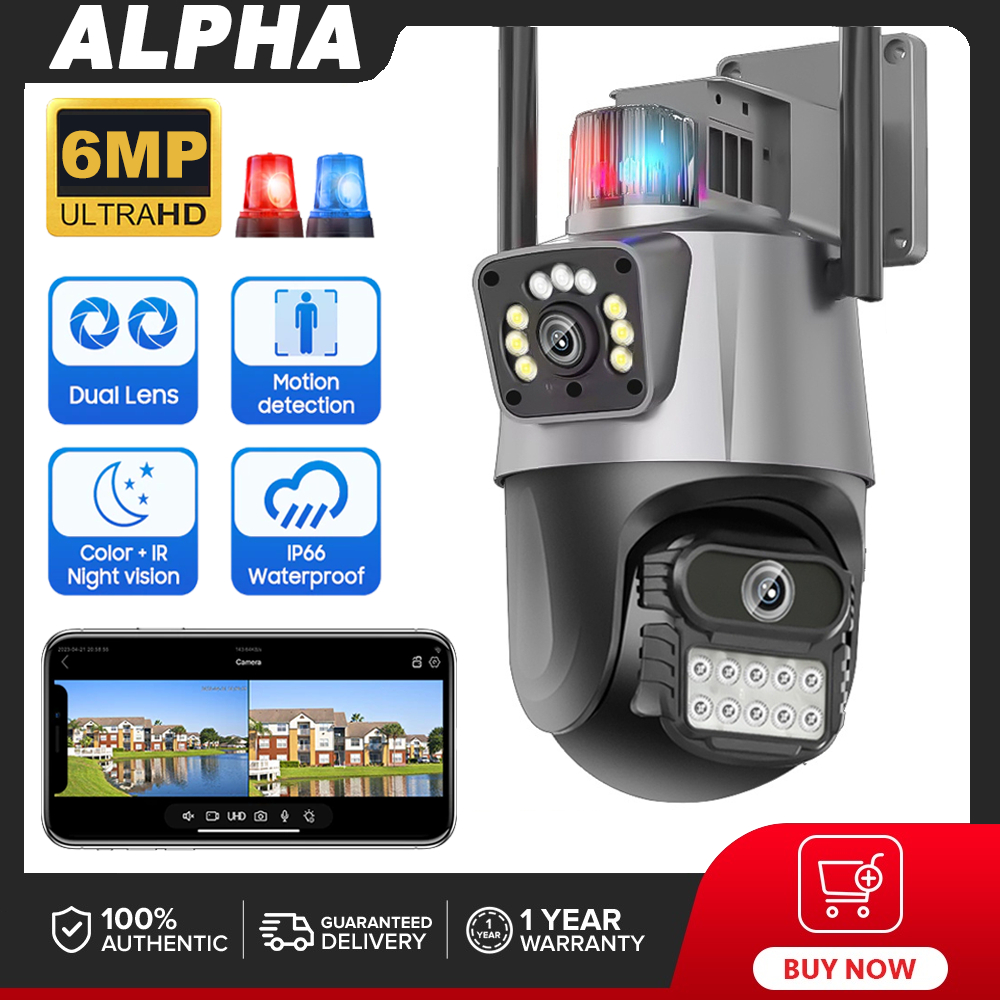 6MP Dual Lens CCTV Camera Outdoor WiFi IP Security Camera Motion ...