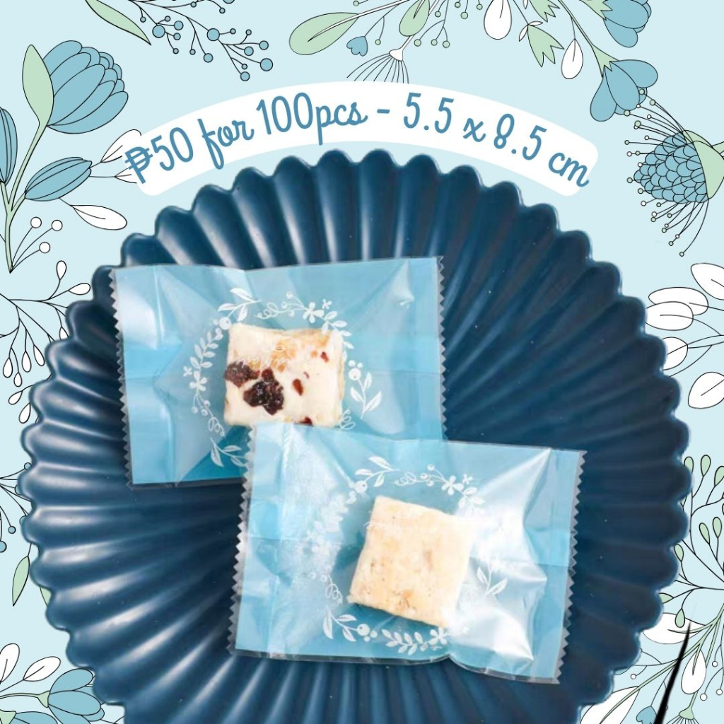 FP1831 (100pcs) 5.5x8.5 CM Blue Hand Made Ribbon Cookie Bag Candy ...