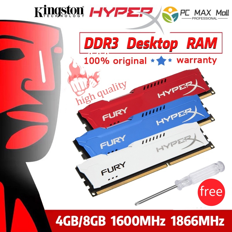 【Ready Stock】Kingston HyperX Fury DDR3 RAM 4GB 8GB DIMM 1600Mhz 1866Mhz 240Pin 1.5V Desktop ...