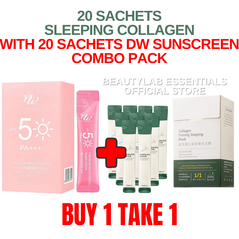 20 Sachets Sleeping Collagen with 20 Sachets DW Sunscreen Combo Pack ...