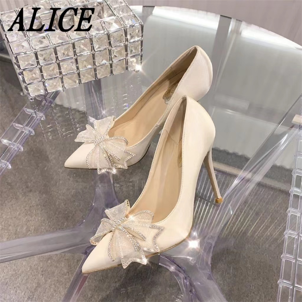 【COD】Fine high heel 7cm/9cm bow hollow design small temperament women ...