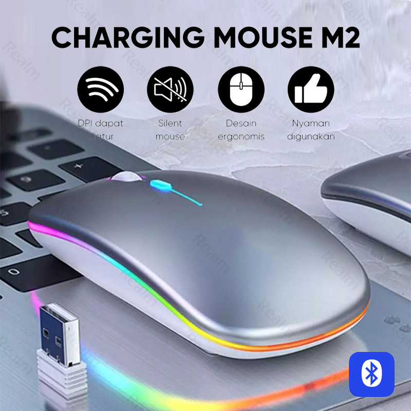 M2 2.4Ghz Bluetooth Mouse Rechargeable Office Adjustable DPI Mute ...