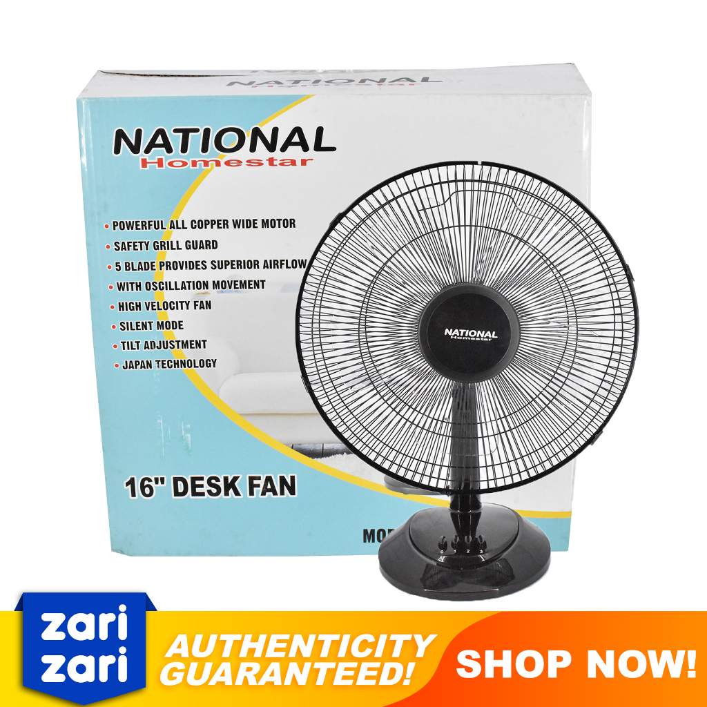 National Homestar 16-inch 5-Leaf Blade Desk Fan (Black) | Shopee ...