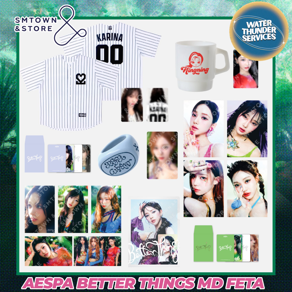 Aespa Better Things Official Merchandise MD FETA (Jersey, Glass, Ring, Photocard Set) PREORDER ...